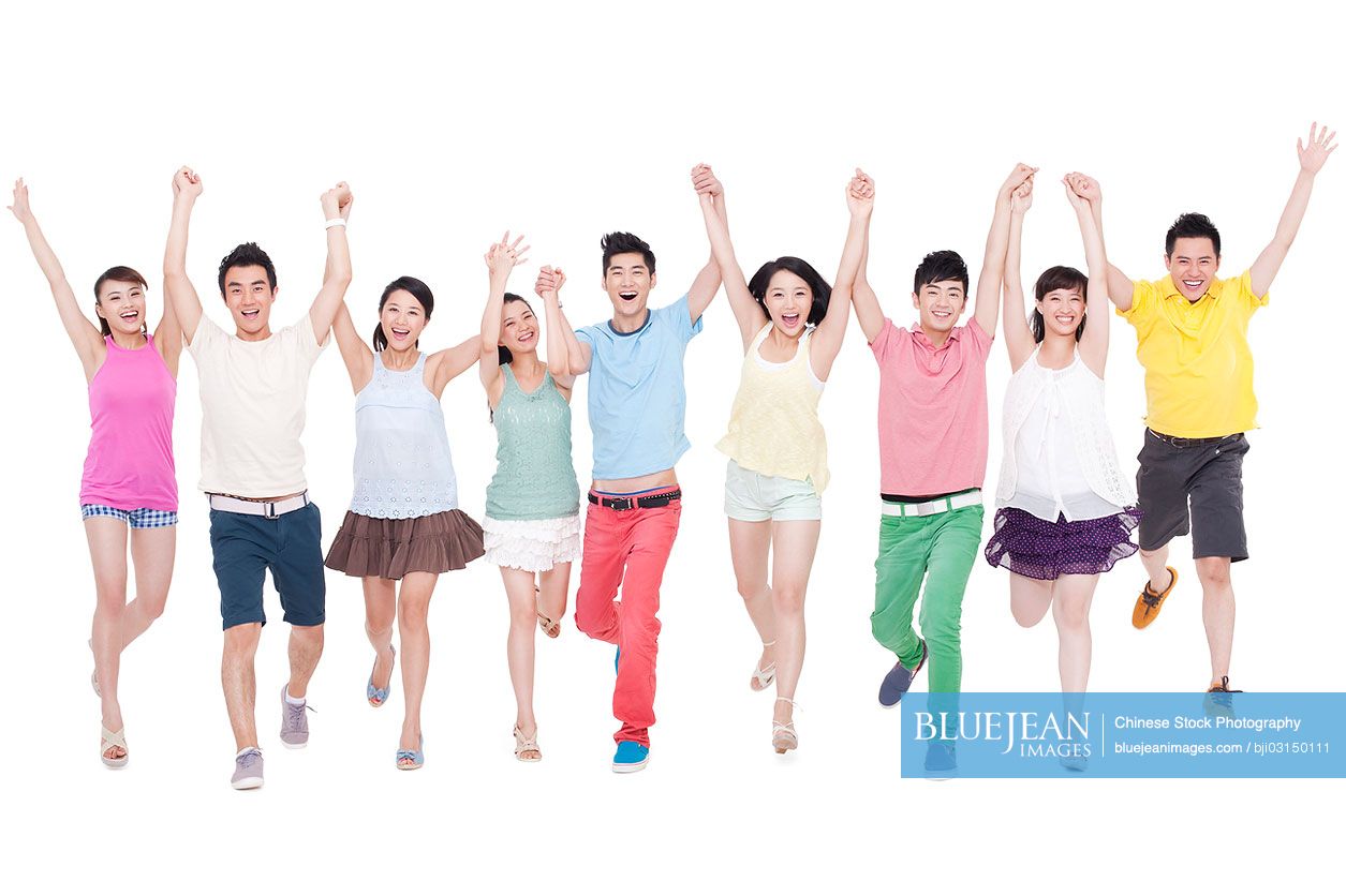 Happy young Chinese friends together-High-res stock photo for download