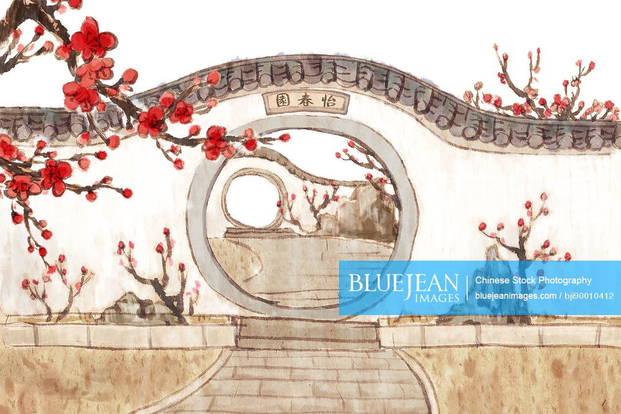 Chinese Garden Drawing