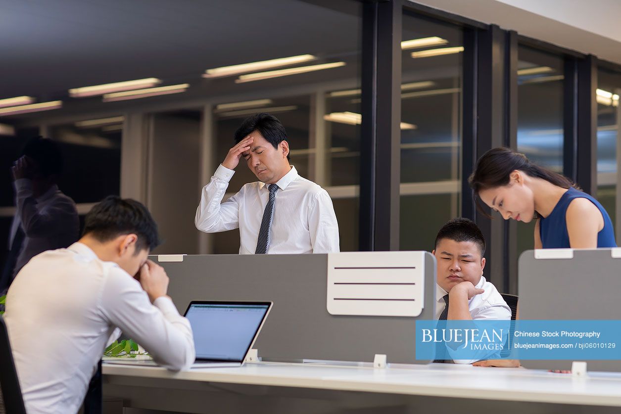 Chinese business people working late in office-High-res stock photo for ...