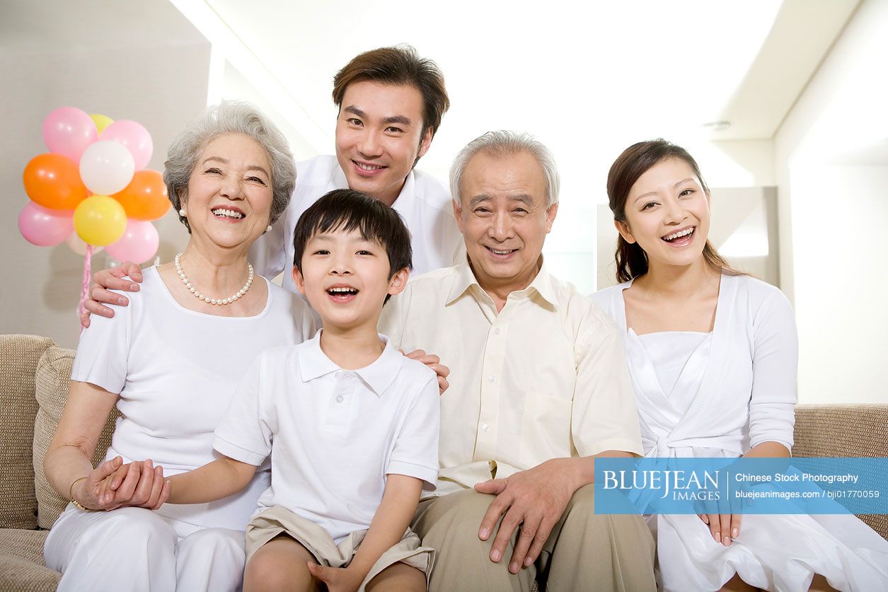 Portrait of a Chinese three generation family at home-High-res stock ...