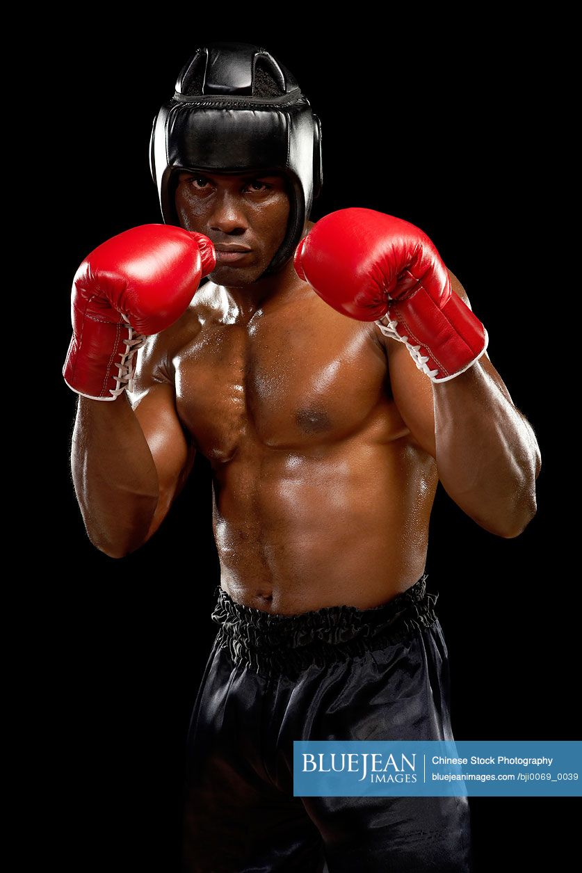 Boxer With Fists Raised-High-res stock photo for download