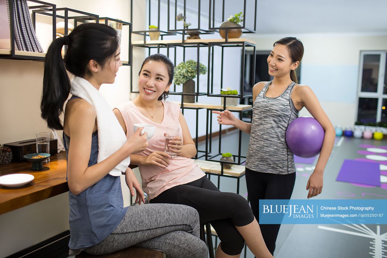 Best female friends resting at gym-High-res stock photo for download