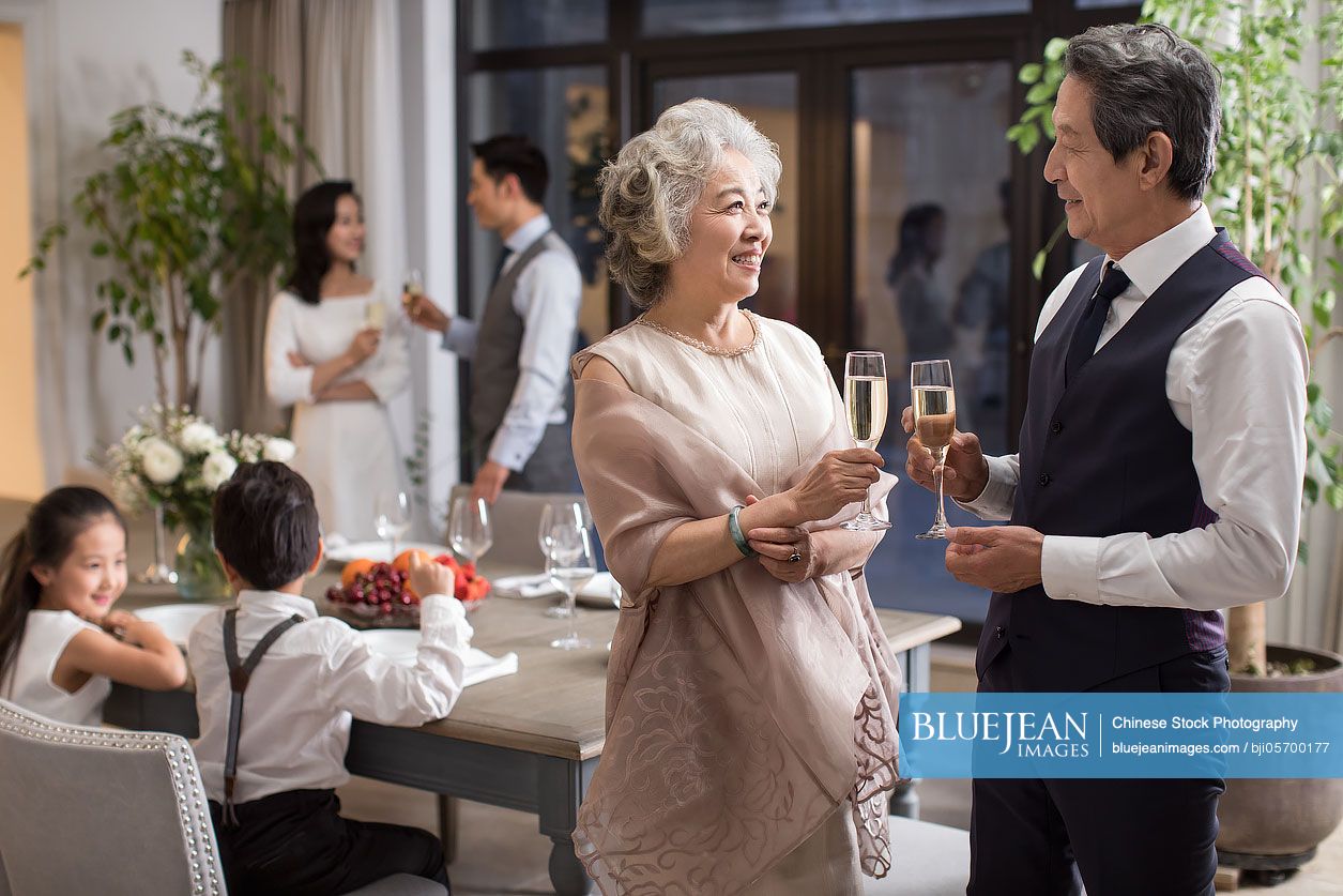 Noble Chinese family eating holiday meal together -High-res stock photo ...