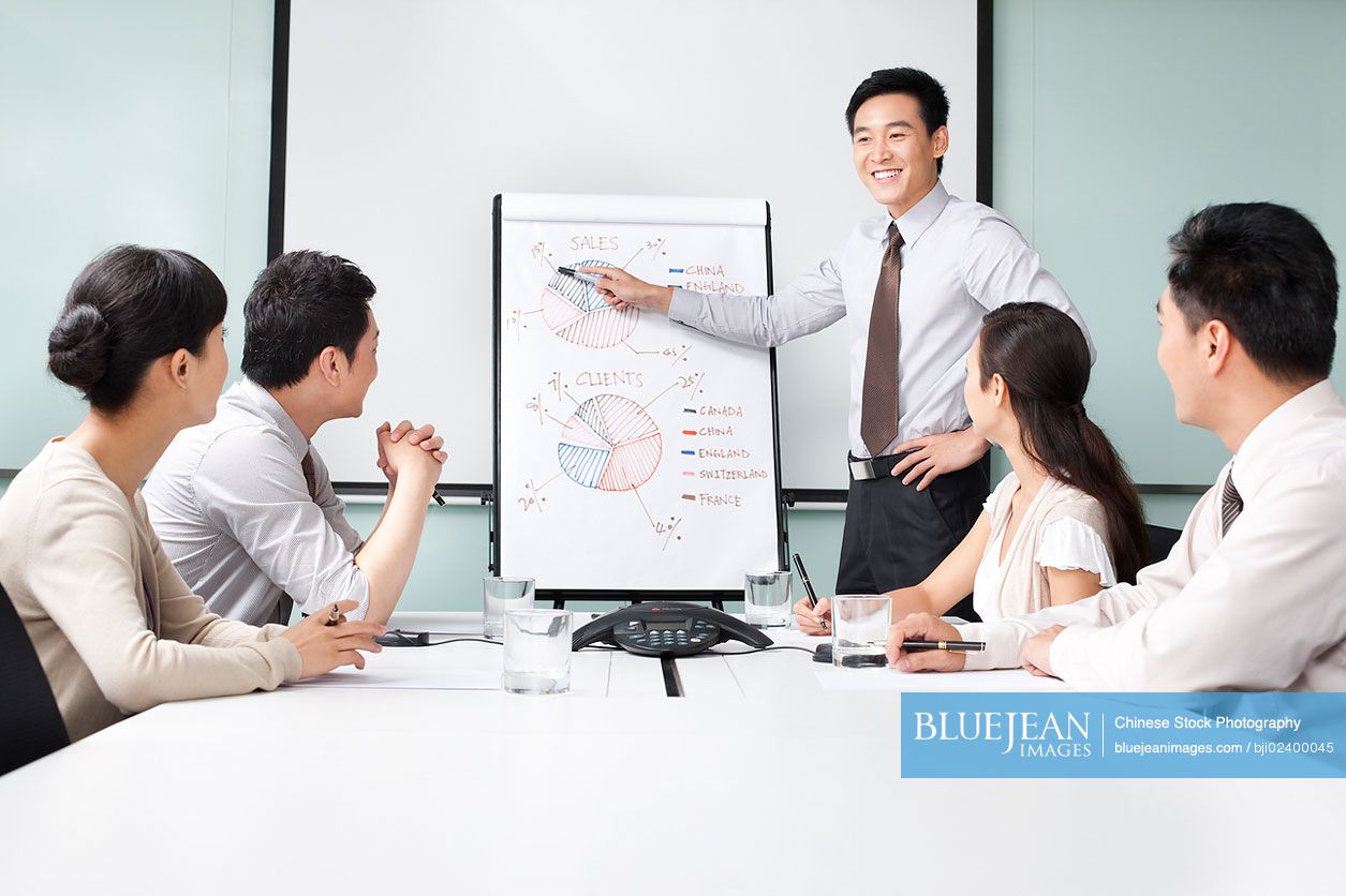 Chinese business executive pleased with business team-High-res stock ...