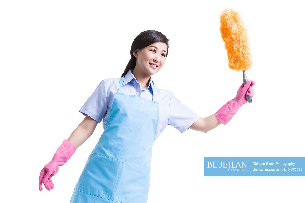 Chinese janitorial staff cleaning-High-res stock photo for download