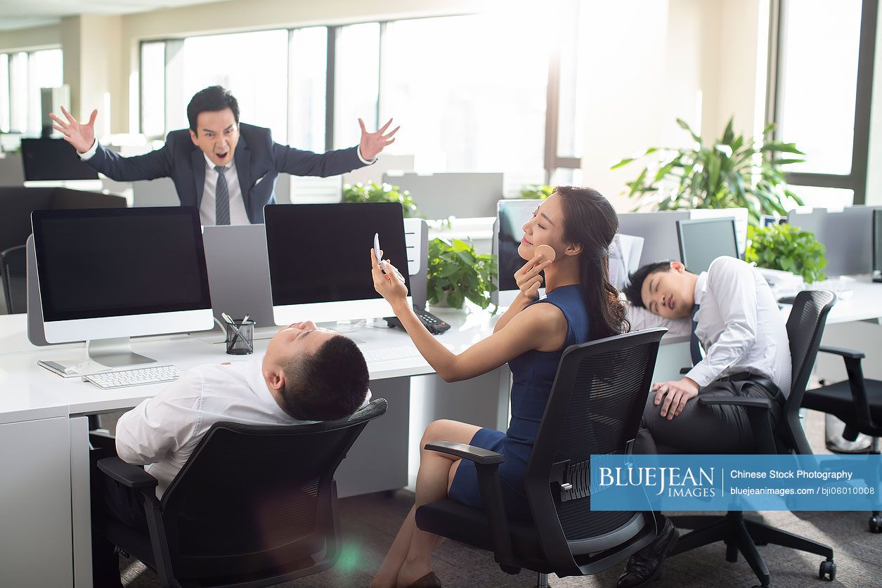 Angry Chinese manager yelling at employees in office-High-res stock ...