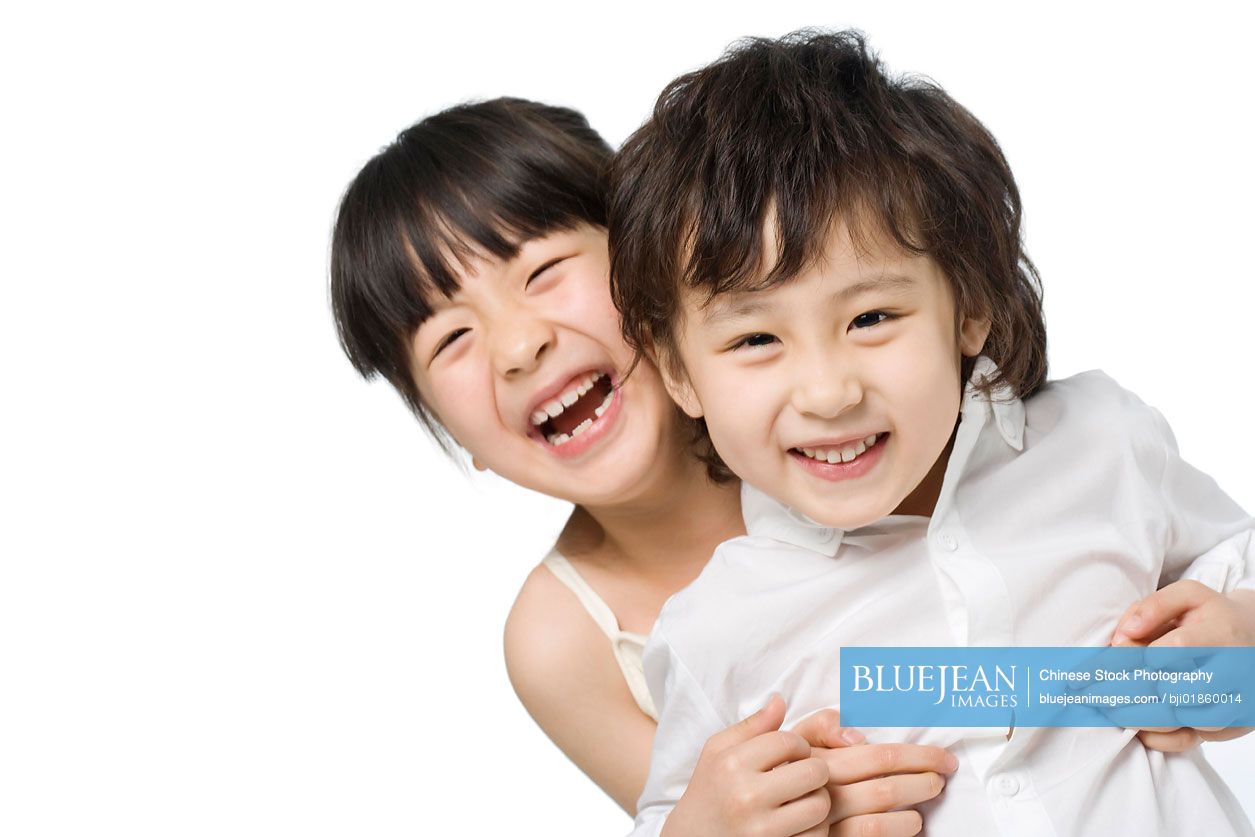 Portrait of two Chinese children-High-res stock photo for download