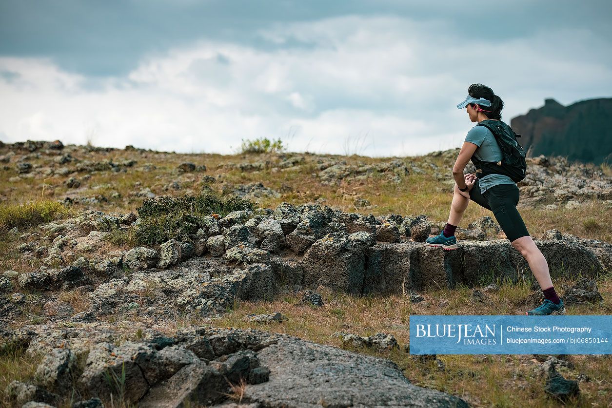 Chinese female trail runner training in nature-High-res stock photo for ...