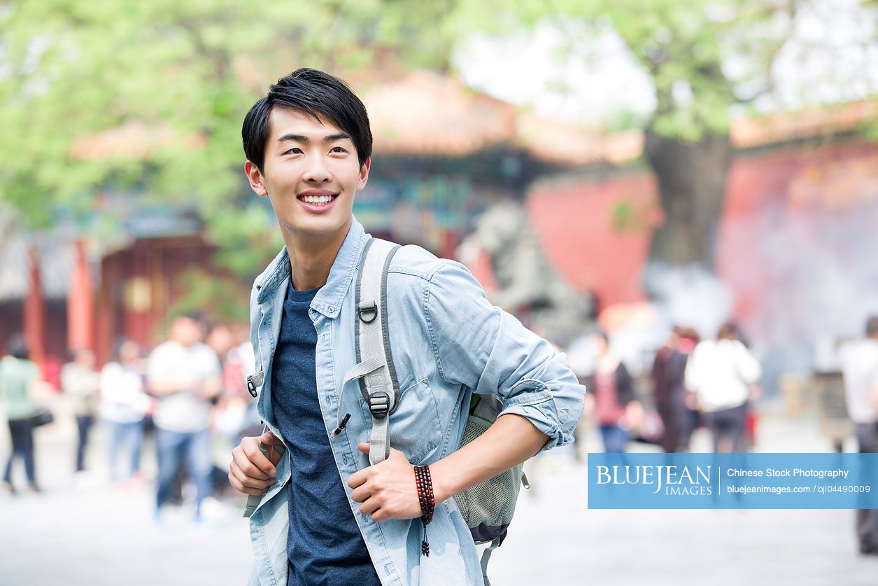 Young Chinese man travelling at the Lama Temple-High-res stock photo ...