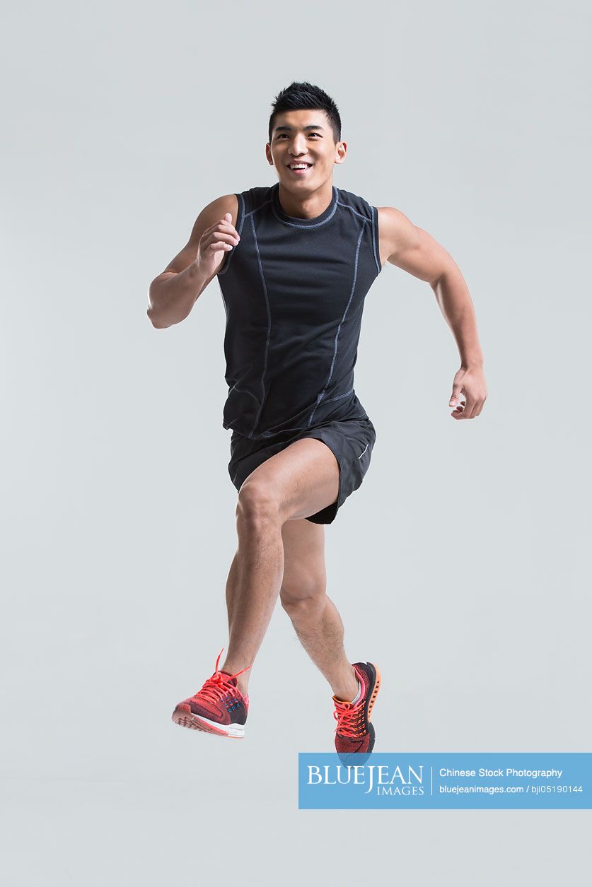 Male Chinese athlete running-High-res stock photo for download