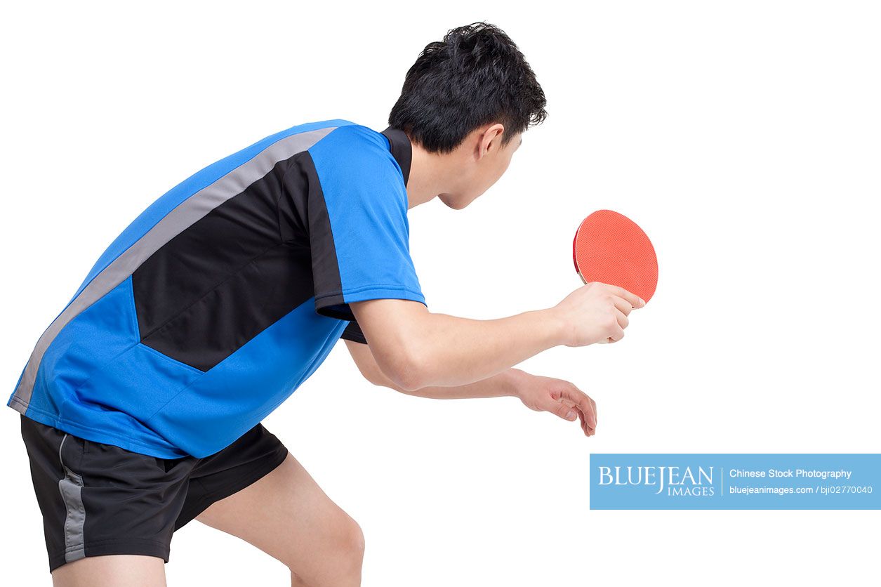 Rear view of Chinese table tennis player-High-res stock photo for download