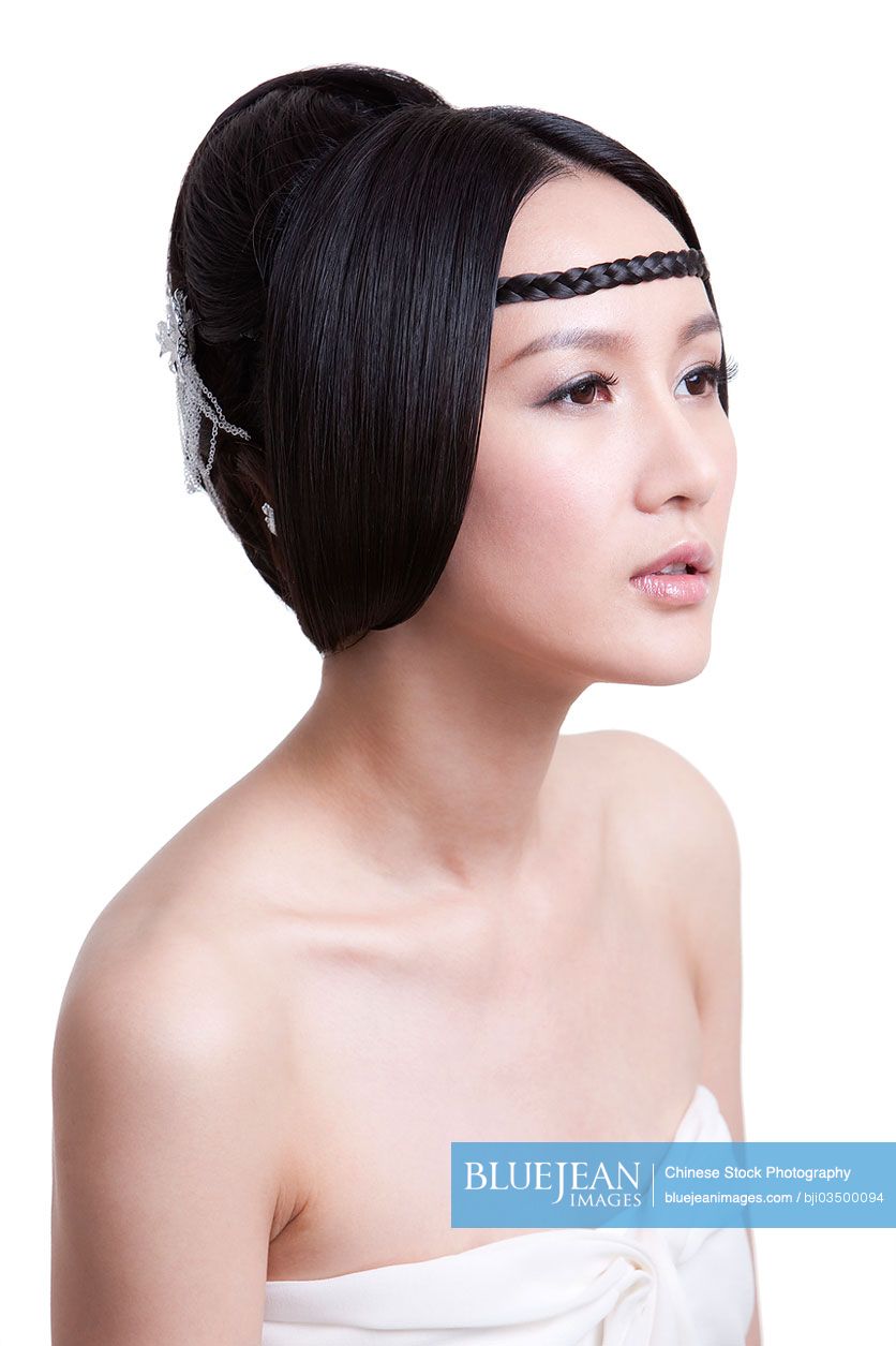 Portrait of beautiful Chinese woman with ancient hairstyle-High-res ...