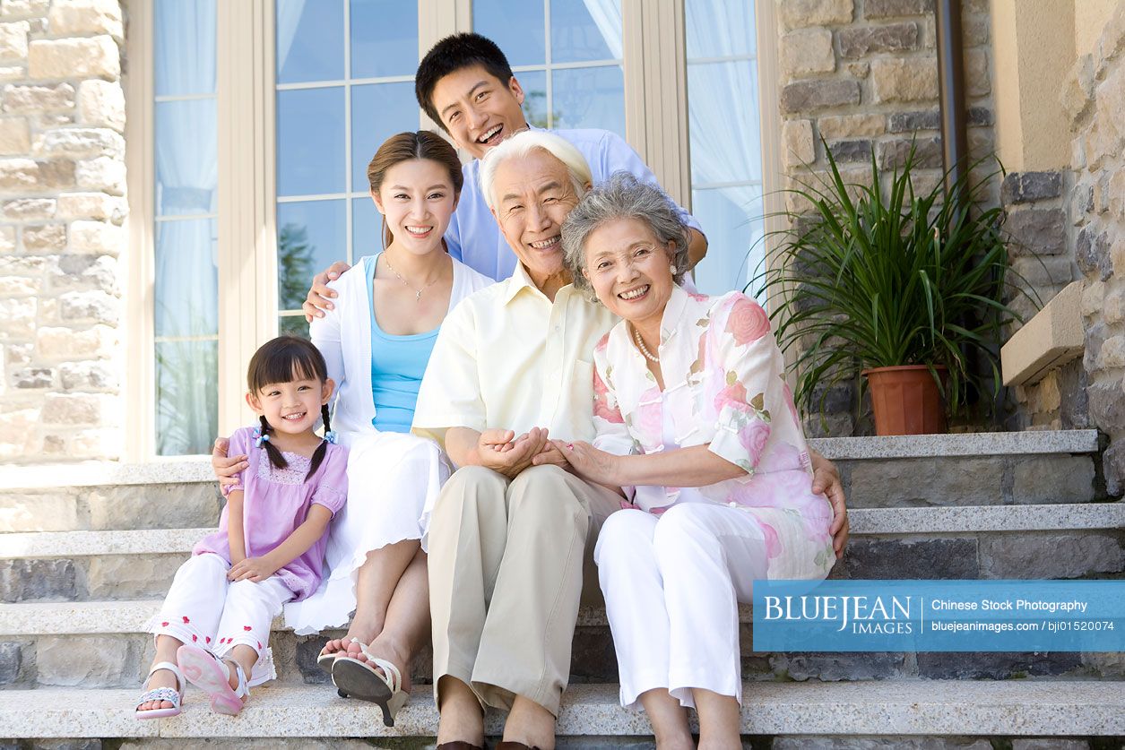 Portrait of Chinese three generation family-High-res stock photo for ...