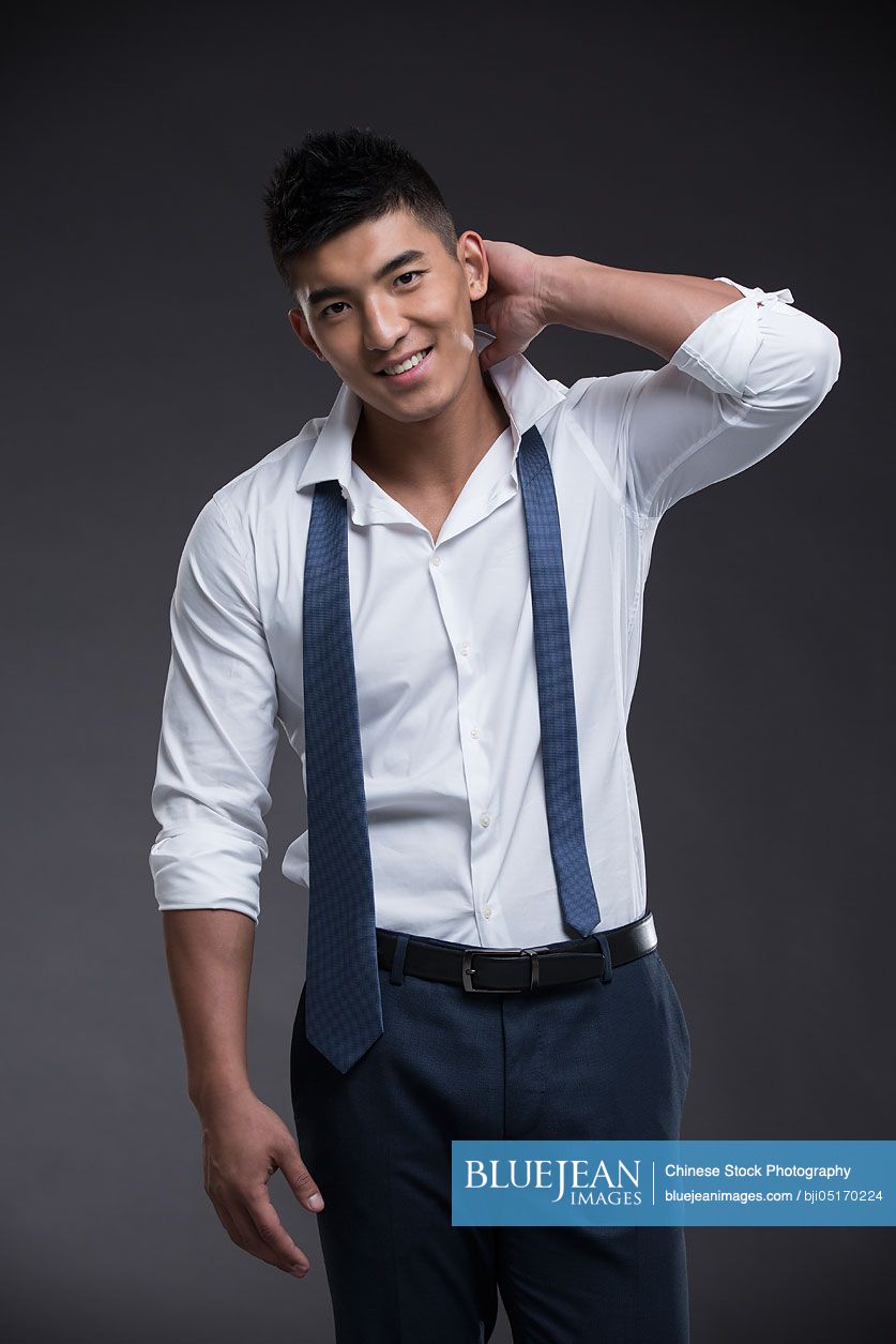 Portrait of young Chinese muscular man-High-res stock photo for download