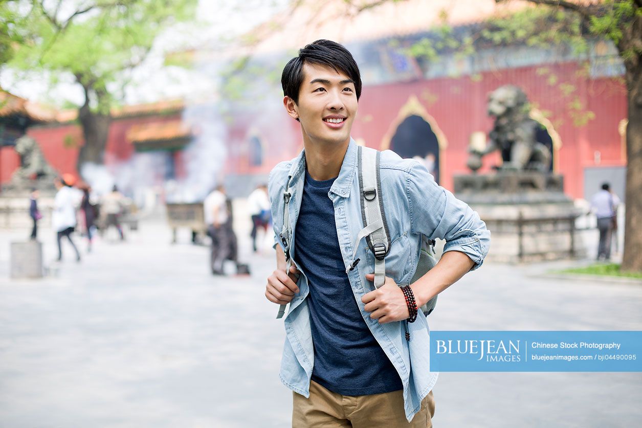 Young Chinese man travelling at the Lama Temple-High-res stock photo ...