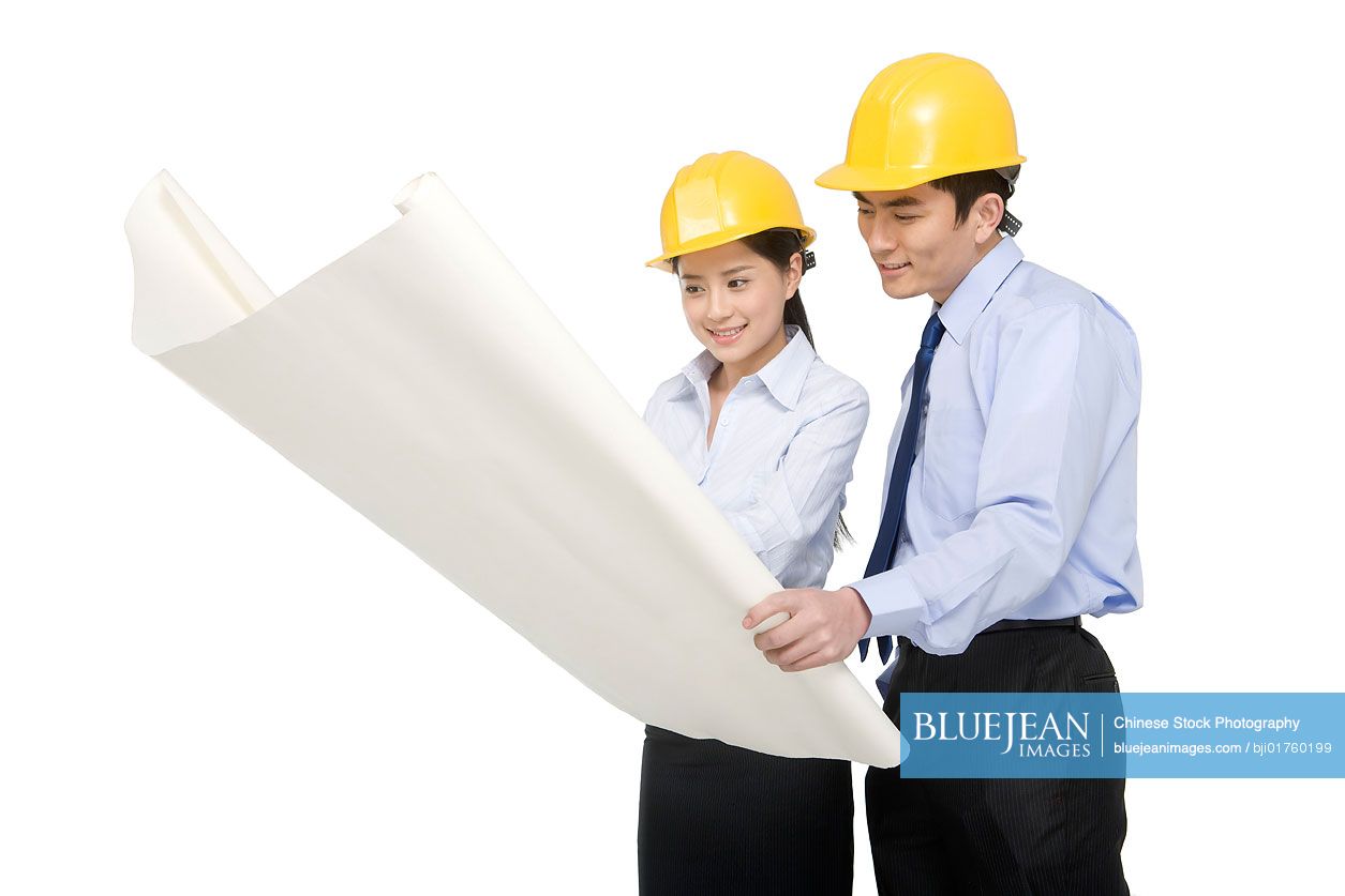 Chinese construction managers in hard hats-High-res stock photo for ...