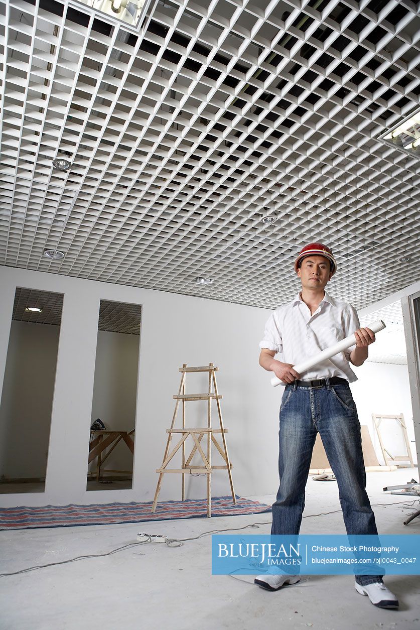Chinese Man In Construction Site Wearing A Hard Hat-High-res stock ...