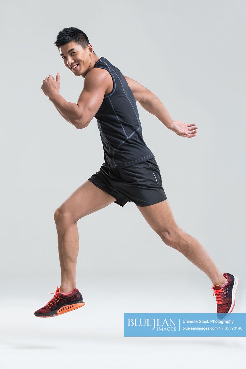 Male Chinese athlete running-High-res stock photo for download
