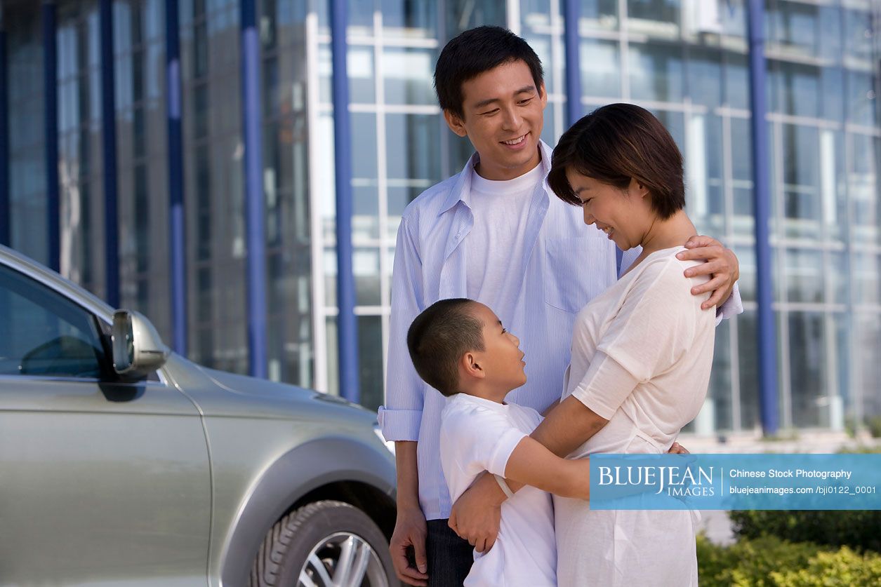 Chinese family buy a car-High-res stock photo for download