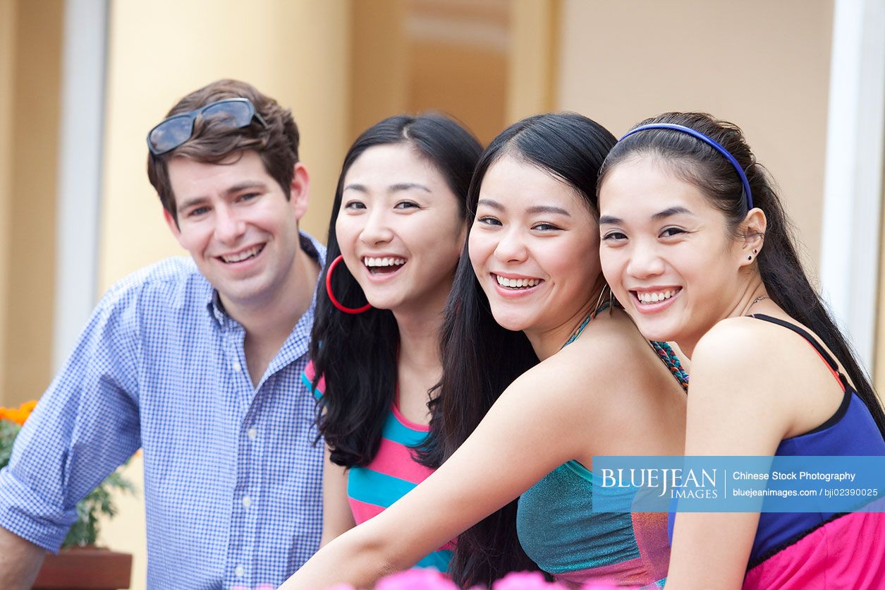 Chinese friends having fun together-High-res stock photo for download