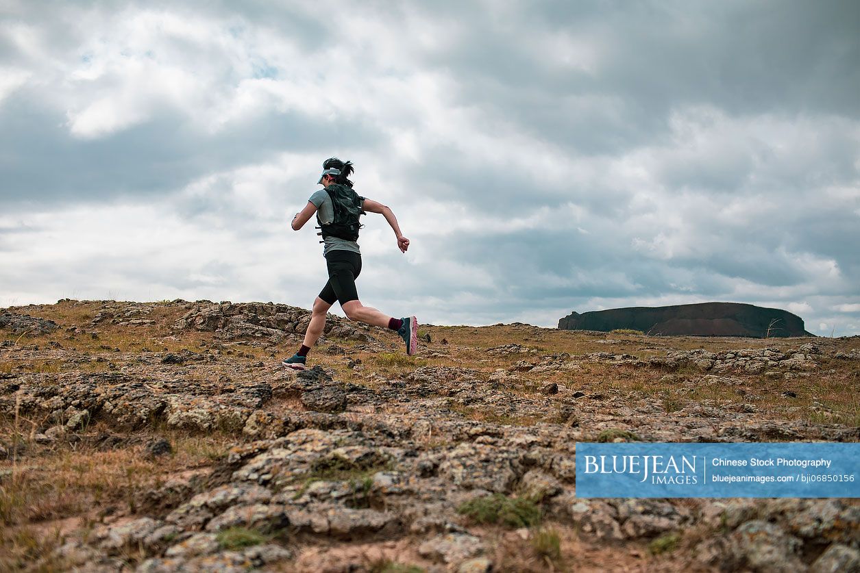 Chinese female trail runner training in nature-High-res stock photo for ...