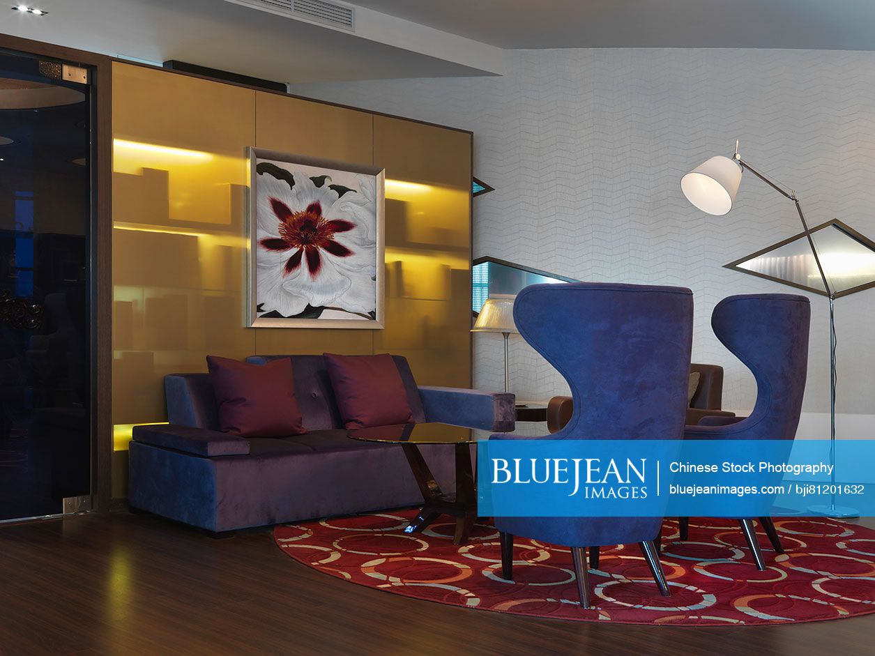 Wingback chairs and sofa in seating area of hotel-High-res stock photo ...