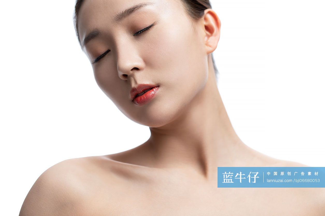 漂亮的年轻女子局部特写 蓝牛仔影像 中国原创广告影像素材