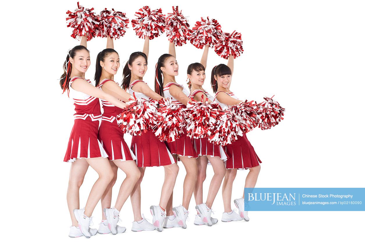Chinese cheerleaders in action-High-res stock photo for download