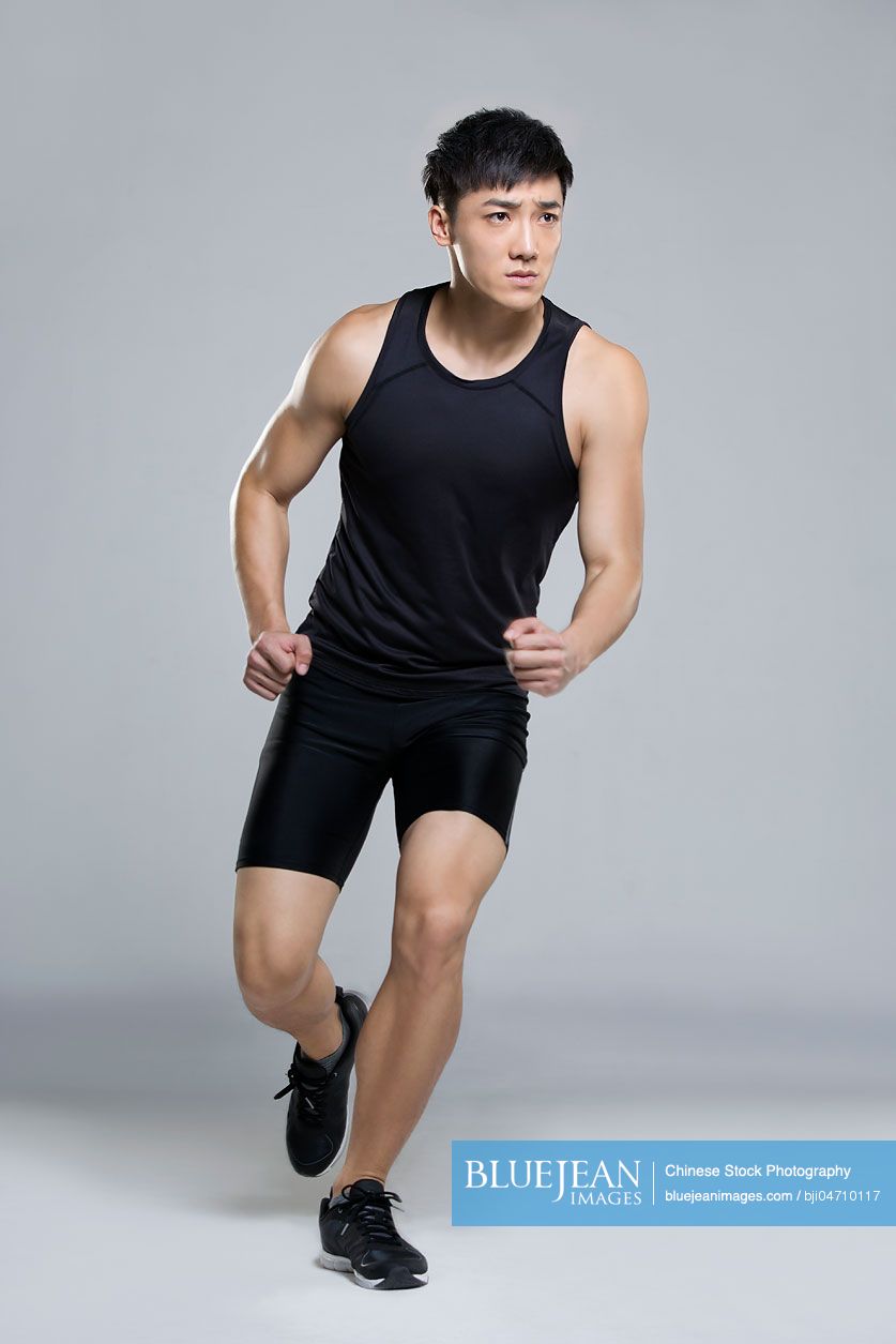 Male Chinese athlete running-High-res stock photo for download