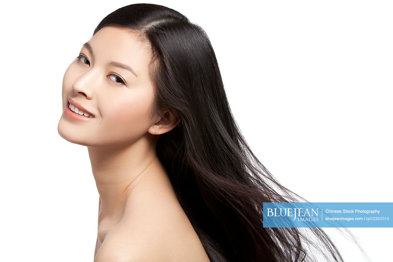 Young Chinese woman with long silky hair-High-res stock photo for download